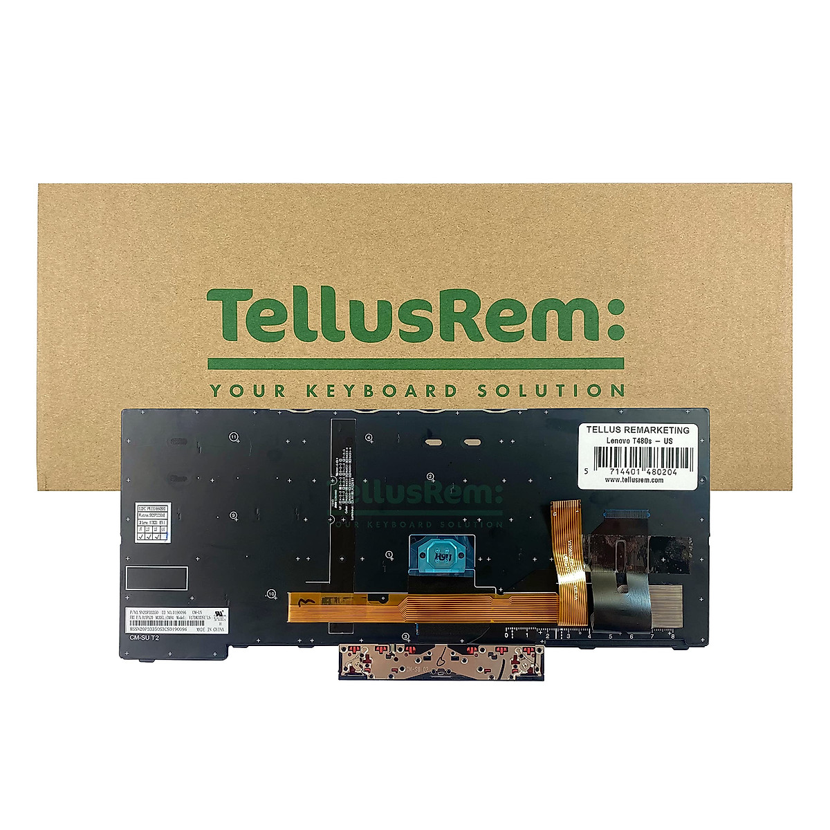 TellusRem Replacement Lenovo T480s Regular Black - US Non-Backlit Keyboard for Lenovo Thinkpad T480s, T490, E490, L480, L490, L380, L390, L380 Yoga, L390 Yoga, E490, E480