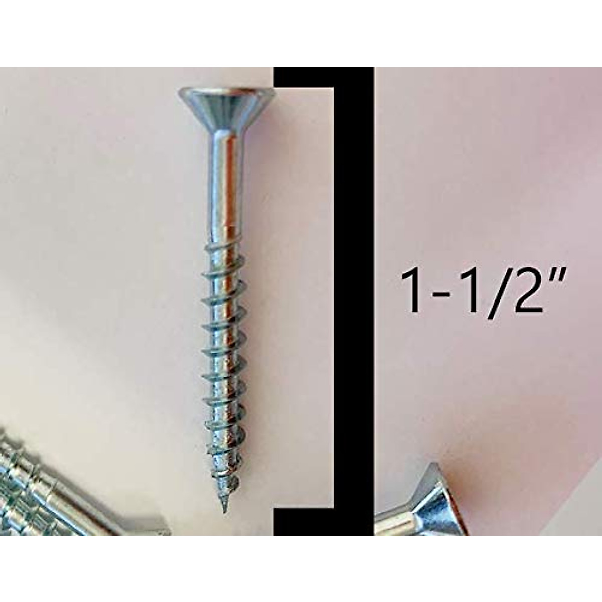 (1,000 Screws) #8 1-1/2" Screws 8x1-1/2 inch 38mm Woodworking Screws #2 Philips Phillips Flat Head Wood Screws Auger Point Deep Thread Countersinking Nibs Zinc Plated PBS T17 Cabinets + Interior