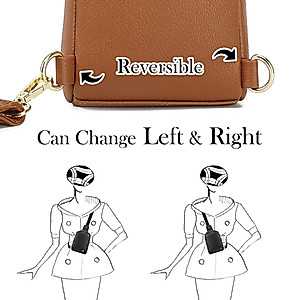 INICAT Small Crossbody Sling Bags for Women Vegan Leather Cell Phone Purse Fanny Packs for Women Men(Dark Brown)