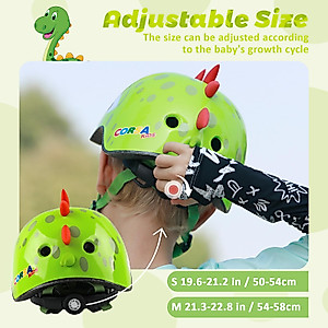 Atphfety Toddler Kids Bike Helmet,Adjustable and Multi-Sport for Bicycle Scooter Skate,2 Sizes,from Toddler to Youth (Green Dinosaur)
