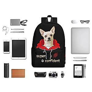 Psxnvid Dog Print Backpack Cartoon Funny Chihuahua Dog Backpacks Travel Hiking Laptop Backpack for Men Women Girls Boys