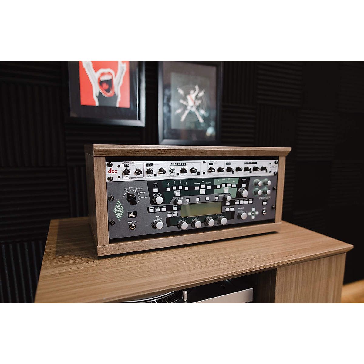 Gator Frameworks Elite Furniture Series 2U Wood Desktop Studio Rack in Dark Walnut Brown Finish (GFW-ELITERK-2U-BRN)