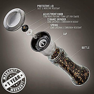 HOME EC Original Salt and Pepper Grinder Set - Adjustable Sea Salt Grinder & Pepper Grinder - Stainless Steel & Glass Salt and Pepper Shakers - Pepper Mill & Salt Mill - Modern Kitchen Accessories