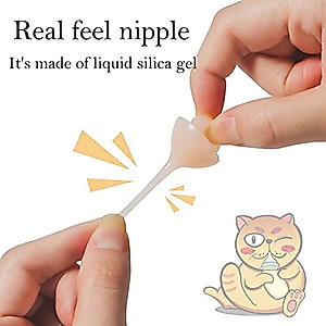 Bubble milk bowl Silicone Feeding Nipple and Syringes for Newborn Kittens, Puppies, Rabbits, Small Animals Dongdong pet (2 Mini White Nipple+2 Syringes)