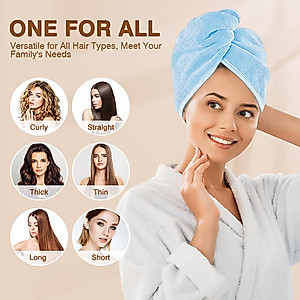 HOMEXCEL Microfiber Hair Towel for Women 5 Pack,10X 26 Inch Hair Turbans for Wet Hair,Super Absorbent Hair Drying Towel Wrap with Button for Curly,Longer,Thicker Hair Anti Frizz