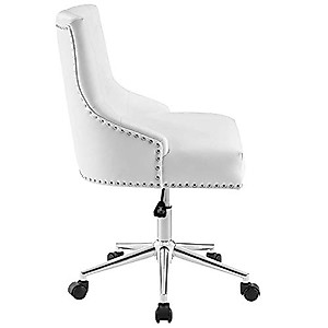 Modway Regent Tufted Button Faux Leather Swivel Office Chair with Nailhead Trim in White