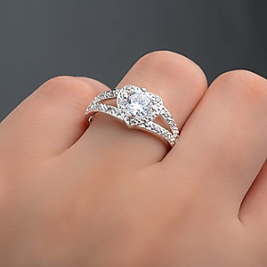 shiYsRL Exquisite Jewelry Ring Love Rings Women 925 Sterling Silver Crystal Love Heart Shaped Ring Bridal Wedding Jewelry Wedding Band Best Gifts for Love with Valentine's Day (1#, US 8)