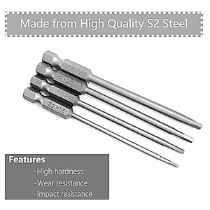 Hex Bit Set 4in1, SKZIRI Hex Head 1.5, 2.0 2.5 3.0mm Allen Wrench Drill Bit Set 1/4" Hex Shank 3inch Long Screwdrivers Bit for RC Repair Electric Screwgun/Power Drill RC Hobby Tool Kit