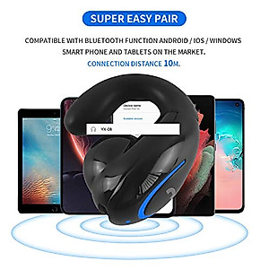 Bluetooth Headset, Sunffice Single Ear BT5.0 Ultralight Wireless Headphone Cell Phone Earpiece Ear Clip with Mic, Noise Canceling Handsfree Driving Earbud for iPhone, Android,Samsung Smartphone(Black)