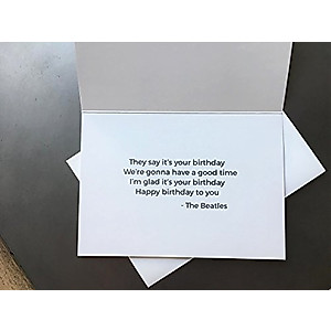 The Beatles Birthday Card with Envelope Drawn From Their Birthday Song Lyrics Contemporary Unique Music John Lennon Paul McCartney George