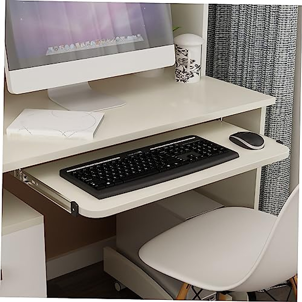 OSALADI 2 Pairs Guide Desk Drawer Desk Trays Ball Bearings Furniture Slides Drawer for Desk Computer Desk Rails Rack Bearing Slides Keyboard Tray Rails Dedicated Cold Rolled Steel Hardware