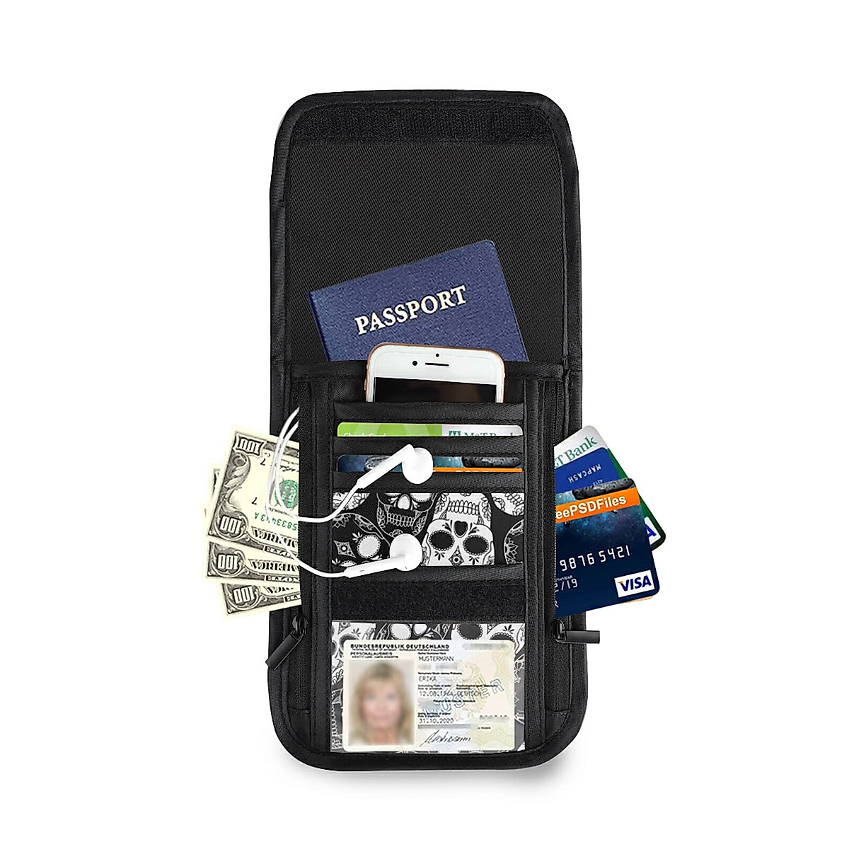 Vintage Sugar Skulls Crossbody Cell Phone Bag for Women, Mini Shoulder Crossbody Bag Travel Pouch Wallet Card Hold Purse