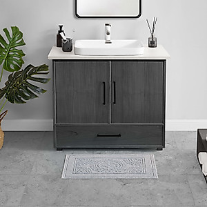 Jean Pierre New York Cotton StoneWash Medallion 17x24 in. Bath Rug, Gray