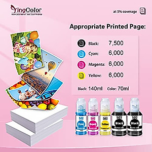 Compatible Ink Bottle Replacement for Epson 502 T502 for ET-2760 ET-2800 ET-2750 ET-3750 ET-4760 ET-4750 ET-3760 ET-15000 ET-3710 ET-3700 ET-2700 ST-2000 ST-3000 ET-2803 Printer, 5-Pack