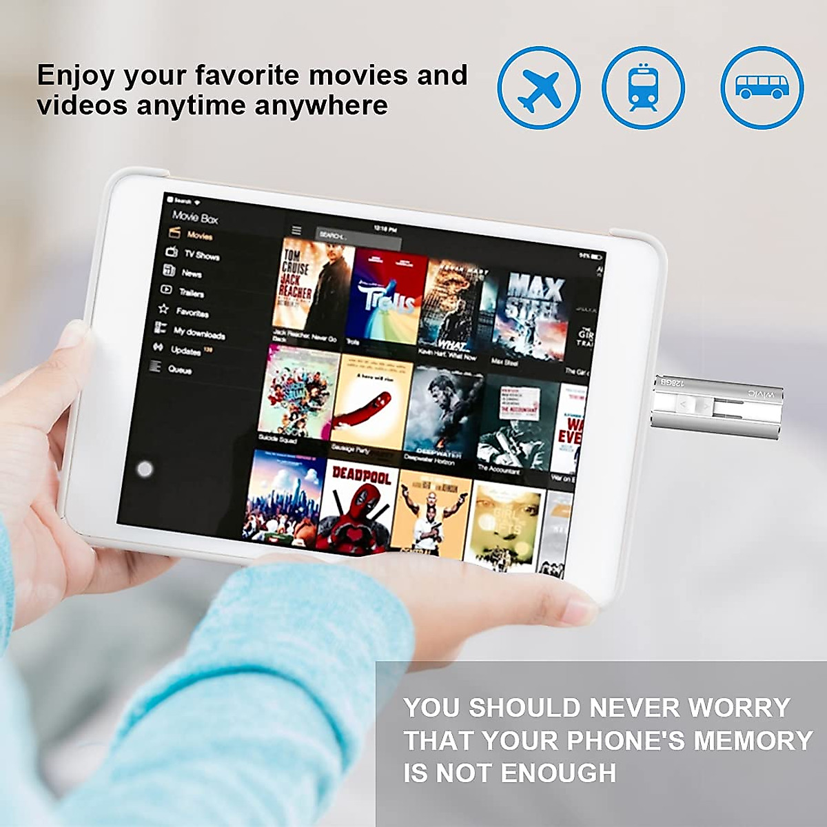 USB 3.0 Flash Drives, Y-Disk Photo Stick External Storage Memory Stick Compatible with Phone, iPad, Android, PC and More Devices (128GB, Gray)