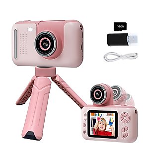 Makolle Kids Camera,Kids Camera for Girls,Kids Digital Camera Kids Video Camera for vlogging with 32GB SD Card,Toddler Toys Christmas Birthday Gifts for Girls Age 3-9, Pink