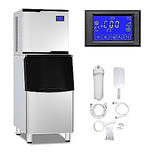 XPW Commercial Ice Maker Machine - 550LBS/24H with 350LBS Bin 1200W Ultra Strong Compressor, Stainless Steel Construction Fully Automatic Operation Perfect for Bar Restaurants and Business