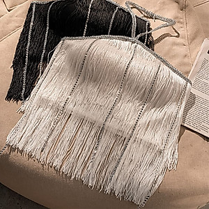 8 Inch Width Black Fringe Trim 10 Yards Long Tassel Sewing Trim for DIY Craft Clothing and Dress Decoration (Black)