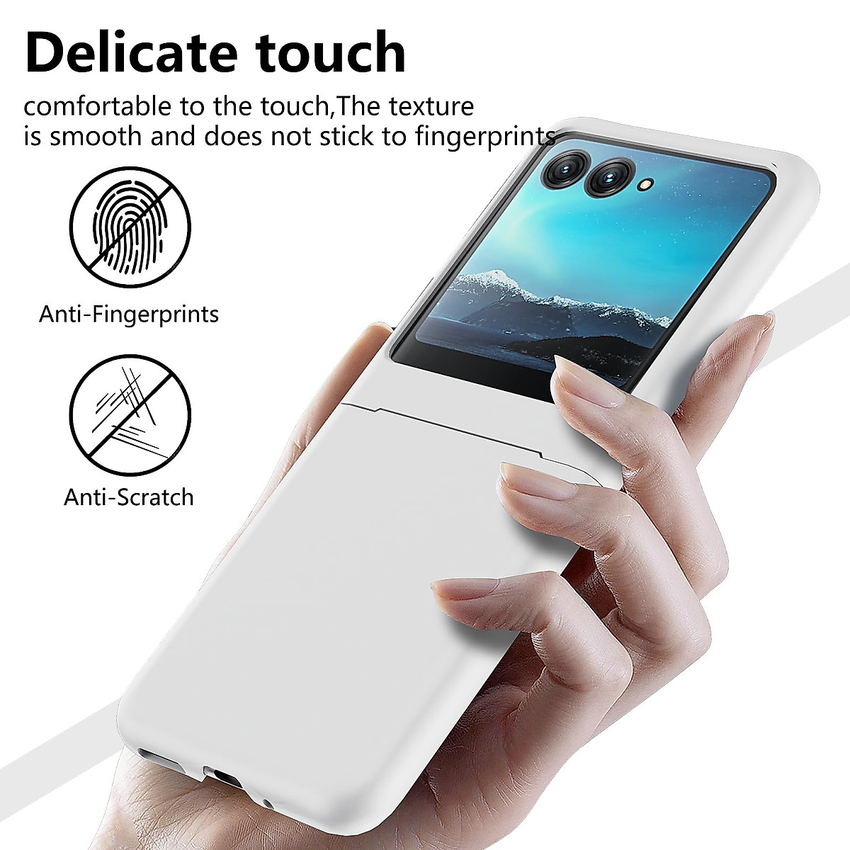 Yuanjing for Moto Razr 40 Ultra case (Screen Protector Included) Thin Hard PC Phone case for Moto Razr 40+ (White)