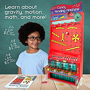 Thames & Kosmos 2-ft Tall Candy Vending Machine STEM Kit | Build Toy Vending Machine with 10 Gravity & Motion Experiments | Coin Sorting Bank | Math & Engineering Lessons