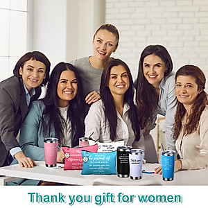 Suttmin 18 Pcs Employee Appreciation Stainless Steel Tumbler 20 oz with Makeup Cosmetic Bags Keychains Thank You Gifts Sets Bulk for Teachers Inspirational Gifts for Coworkers(Colorful, Simple)