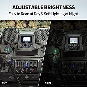 Marine Bluetooth Radio - Weatherproof Marine Stereo System with Wireless Remote - Built-in 3" Dot Matrix LCD Display, Amplifier, Bluetooth, Digital Media MP3 Player, AM/FM Radio