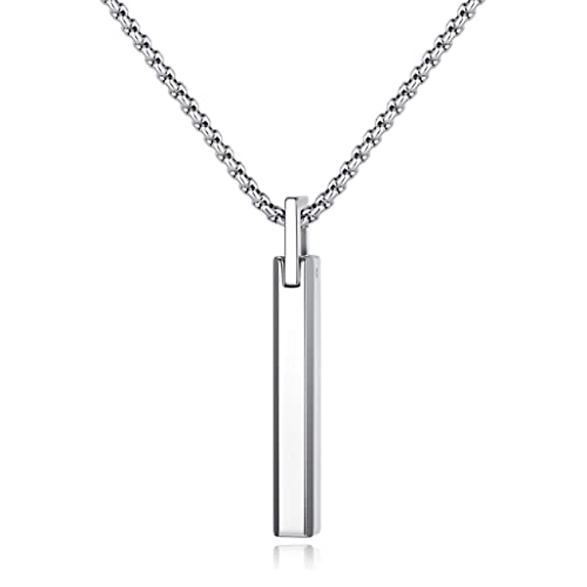 COAI Box Chain Simple Tungsten Steel Bar Pendant Necklace for Men 20"