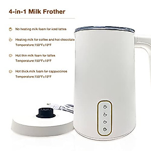 Zen Lyfe Milk Frother and Steamer Coffee Frother for Hot and Cold Foam, 4-IN-1 Automatic Stainless Steel 8.05 OZ Milk Warmer Electric Milk Frother for Coffee, Latte, Macchiato(4 in 1)