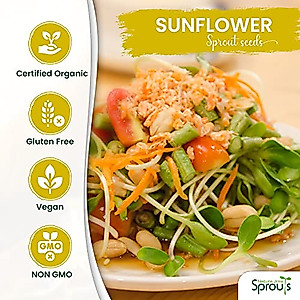 Nature Jims Sprouts Sunflower Seeds - Certified Organic Black Oil Sunflower Sprouts for Soups - Raw Bird Food Seeds - Non-GMO, Chemicals-Free - Easy to Plant, Fast Sprouting Sun Flower Seeds - 8 Oz
