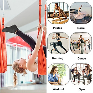 Chalier Fashion Non Slip Yoga Socks for Women 6 Pairs Ankle Low Cut Pilates Barre Socks with Grips, E-Black,Dark grey,Navy(6 Pairs)