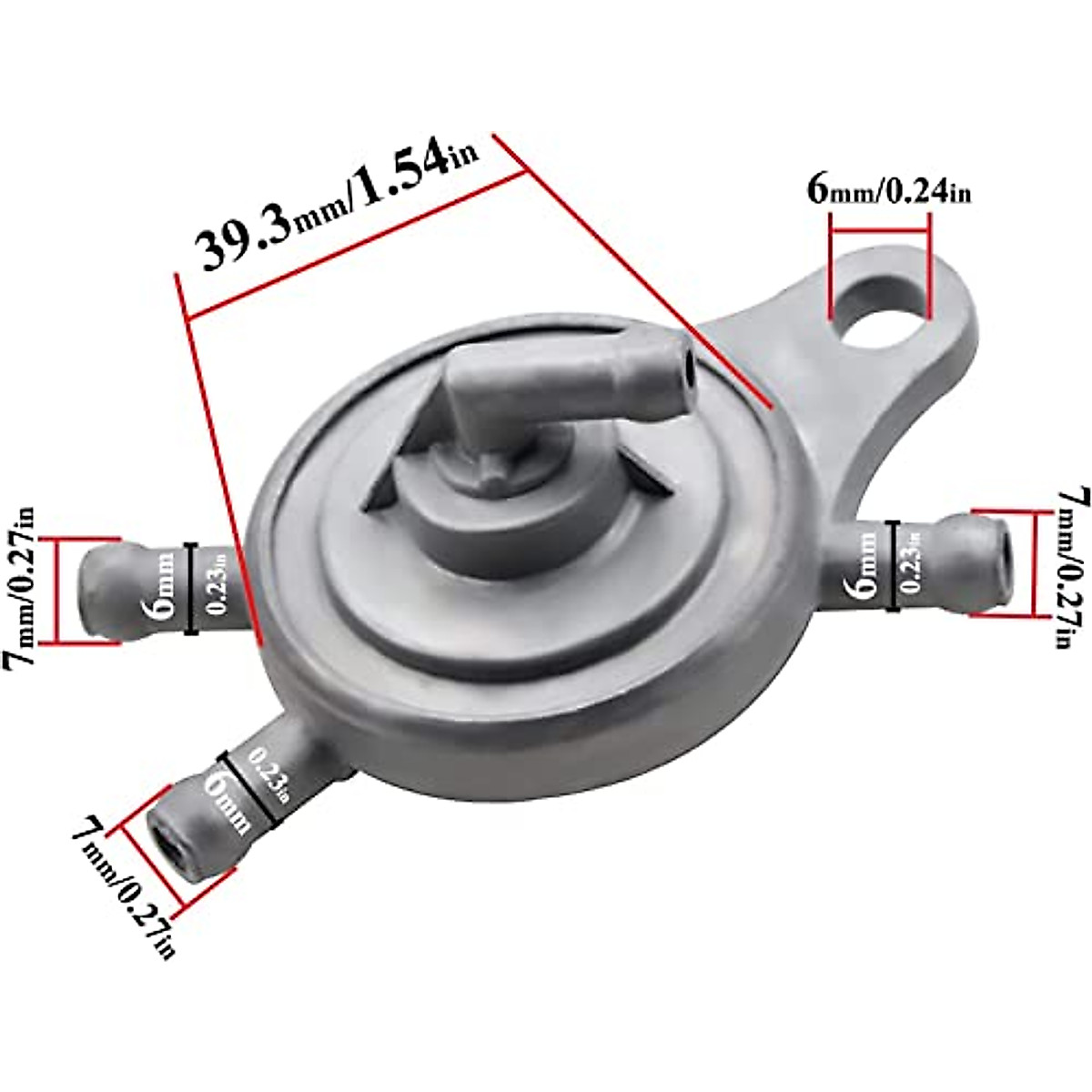 AXITRON 4 Port Vacuum Fuel Pump Petcock Tap for many Chinese Scooters with GY6 139QMB 49cc 50cc 70cc 90cc 110cc 125cc 150cc 152QMI 157QMJ 4 Stroke Engine Roketa Sunl Taotao ATV Go-Karts 4 Wheelers