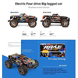 WLtoys 104018 1:10 2.4G Racing Remote Control Car 55KM/H 4WD Large Alloy Electric Remote Control Crawler Children's Toy (104018 1 * 2200mAh)