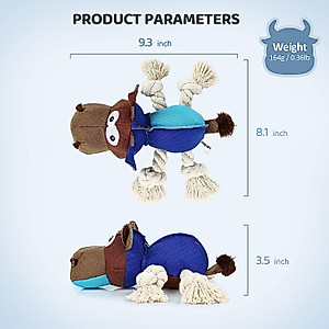 IOKHEIRA Dog Plush Toy for Large Aggressive Chewers,Indestructible Dog Squeaky Toys,Stuffed Animals Toys with Cotton Material and Crinkle Paper,Durable Chewing Toys (Azure, Cattle)