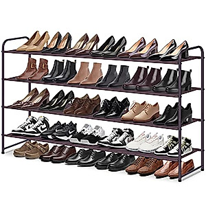 MISSLO 3-Tier Long Shoe Rack for Closet and 4 Tier Long Shoe Organizer for Closet Shoe Organizer for Closet Floor Entryway Storage Stackable Wide Shoe Shelf Stores Men Sneakers