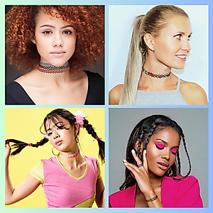 BodyJ4You 12PC Tattoo Choker Necklace for Women - 90s Choker Necklaces for Girls - Pride Rainbow Choker Clear Black Purple Pink Daisy Flower - Stretchy Elastic Chokers Neck Lace