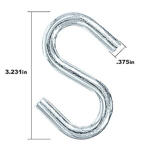 Paracord Planet - 4 Packs - S Shaped Hooks S Hanging Hooks S Metal Hanger - 3/8 Inch Thick, 3 Inches Long