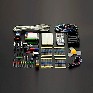 DFROBOT UNO R3 Complete Starter Kit for Arduino with Detailed Tutorial - Compatible with Arduino UNO R3 and Arduino IDE for Electronics and Arduino Programming Learning