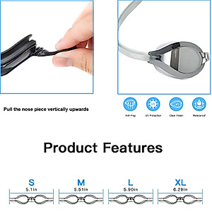 PHELRENA Swimming Goggles, with Scale Head Strap Swim Goggles, Clear Vision Anti Fog & Glare No Leaking for Adult Kids