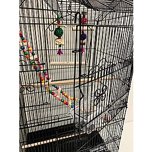 38-Inch Double Roof Top Large Flight Bird Cage with Toys for Cockatiels Sun Parakeets Green Cheek Conures Aviary Budgie Finch Lovebird Canary Pet Bird Travel Cage (18 x 14 x 38H inches, Black)