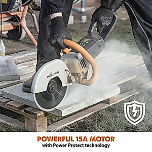 Evolution R230DCT - 9 in Concrete Saw (Aka Circular, Angle Grinder, Cut Off/Chop Saw, Demo Saw, Disc/Power Cutter) - 15A Motor, No Gas - 3-1/2 In Cut - Incl Diamond Masonry Blade