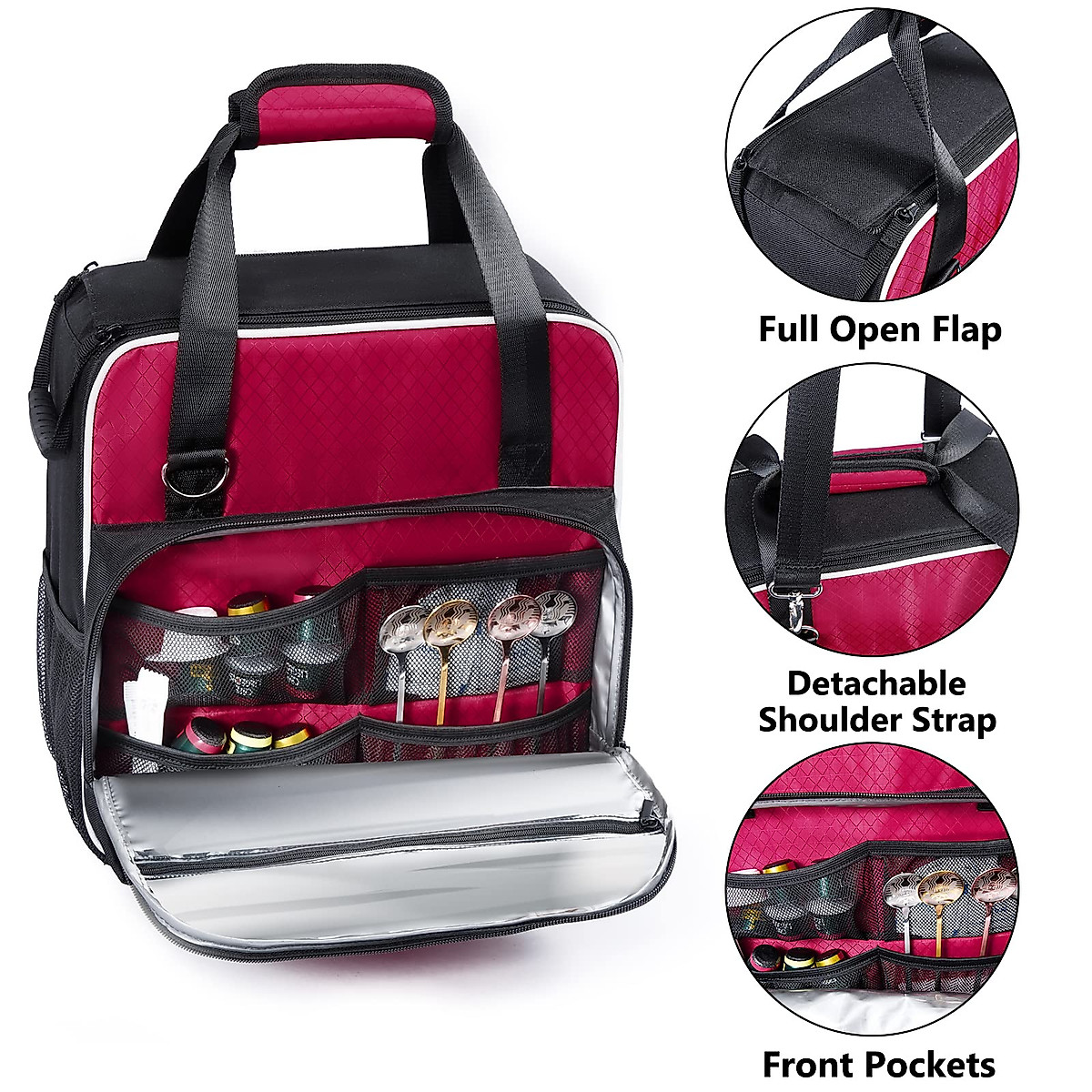 BAGSPRITE Coffee Maker Travel Bag Compatible with Keurig K-Mini or K-Mini Plus, Single Serve Coffee Brewer Carrying Case with Multiple Pockets for K-Cup Pods, Storage Bag With Shoulder Strap