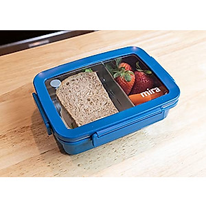 Mira 18/8 Stainless Steel Bento Lunch Box with Divider for Sandwich and Sides - Food Container for Adults - Fits in Lunch Box & Backpack, Sherbet