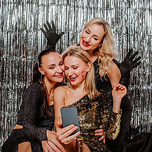 20 Pack Foil Curtain Backdrop Silver Metallic Tinsel Foil Fringe Curtains Photo Booth Props for Birthday Wedding Engagement Baby Shower Bachelorette Christmas Holiday Celebration Party Decorations