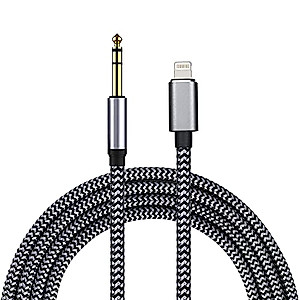 Lightning to 6.35mm 1/4 inch TRS Audio Stereo Cable for iPhone 12/11/X/XS/XR/8/7/iPad/iPod, Amplifier, Speaker, Headphone, Mixing Console 10 Feet