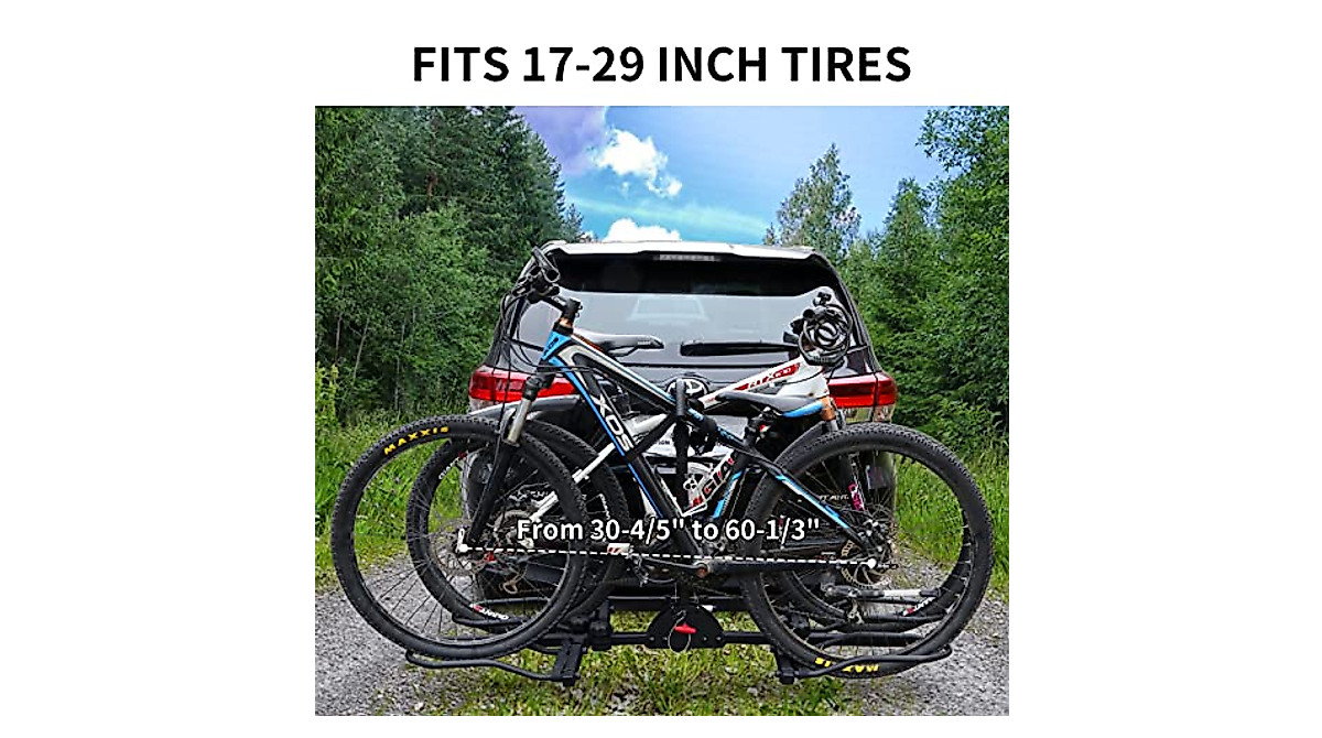 WEIZE Hitch Bike Rack - Wobble-Free Folding Bike Carrier for 2 Bikes