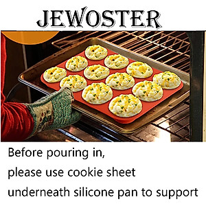 JEWOSTER 12 Cups Silicone Muffin Pan 2 Pack - Silicone Cupcake Pan Nonstick Silicone Molds Great for Making Muffin Cakes,Bread, Tart - BPA Free Baking Accessory
