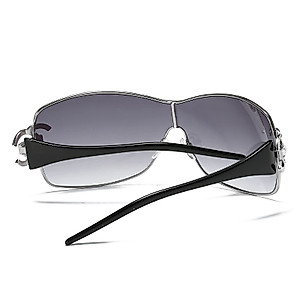 Alterancy Y2K Sunglasses for Women Men Fashion Wrap Around Sun Glasses Shield Rimless Gradient Lens Womens Eyewear Gray