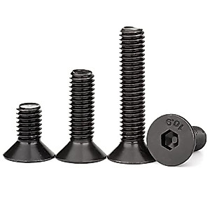 M8-1.25 x 12mm Flat Head Socket Cap Screws,Alloy Steel Grade 10.9, DIN 7991,Black Oxide, Allen Hex Drive,Hex Socket Drive, Fully Thread 50Pcs