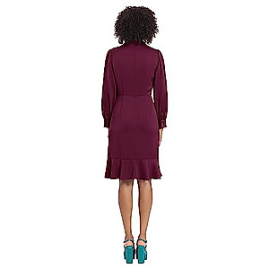 Maggy London Women's High Neck Heavy Charmeuse Dress Workwear Office Event Party Holiday Guest of, Dark Purple