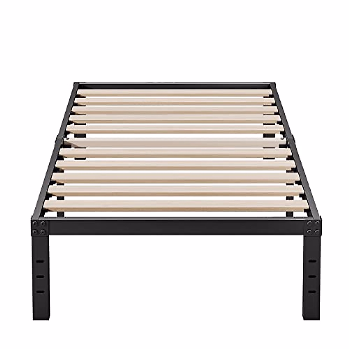 Cleaniago Twin Size Bed Frame, Wooden Slats Support, 16 Inch High, Heavy Duty 2500 Pounds Support for Mattress, No Box Spring Needed, Noise Free, Easy Assembly, Black
